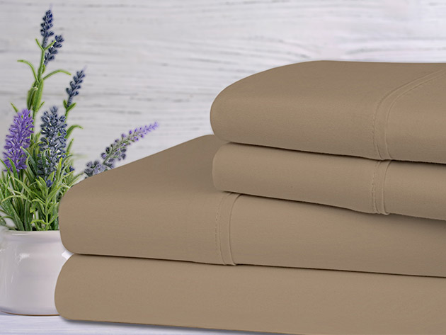 Bamboo 4-Piece Lavender Scented Sheet Set (Taupe/Queen) | Joyus
