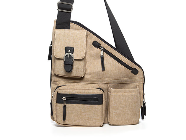 Crossbody Signature Metro Bag with Shopping Tote: 2-Piece Set (Tan) | Joyus