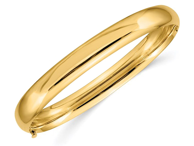 Polished Hinge Bangle in 14K Yellow Gold (8.00 mm) | StackSocial