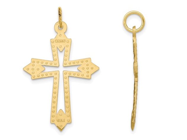10K Yellow Gold Open Cross Pendant Necklace with Chain | StackSocial