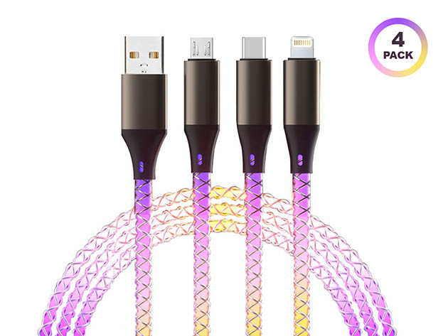 3-in-1 Light-Up LED Charging Cable (4-Pack) | Gadget Hacks