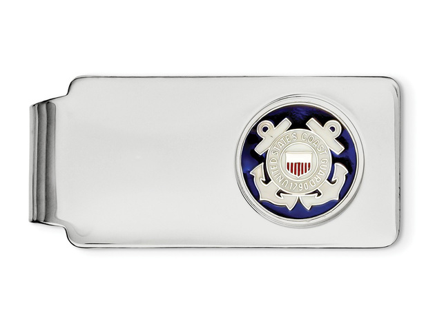 U.S. Coast Guard Money Clip in Sterling Silver with Rhodium Plating ...