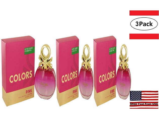 3 Pack Colors Pink by Benetton Eau De Toilette Spray 2.7 oz for Women ...