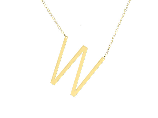 18K Gold Plated Letter "W" Necklace | Joyus
