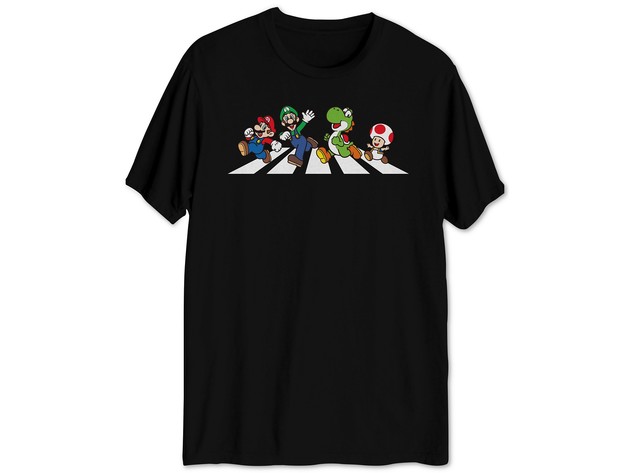Mario Crosswalk Men's Graphic T-Shirt Black Size Large | StackSocial