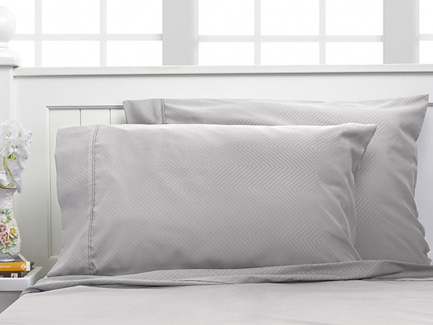 Bamboo 4-Piece Chevron Embossed Sheets (Silver/King) | Joyus