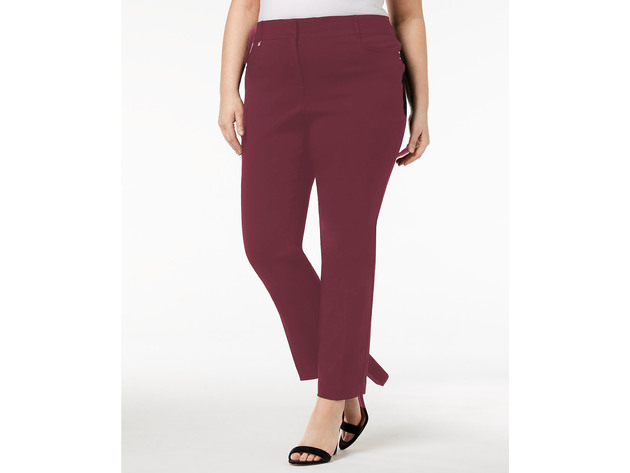 JM Collection Women's Plus Tummy Control Curvy-Fit Pants Violet Size ...