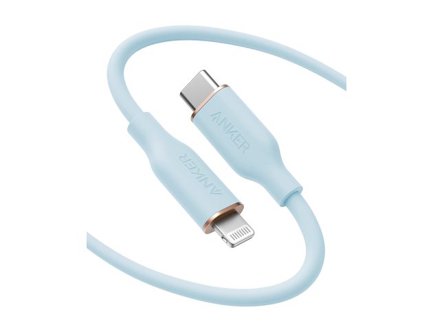 Anker 641 USB-C to Lightning Cable (Flow, Silicone) 6ft / Misty Blue ...