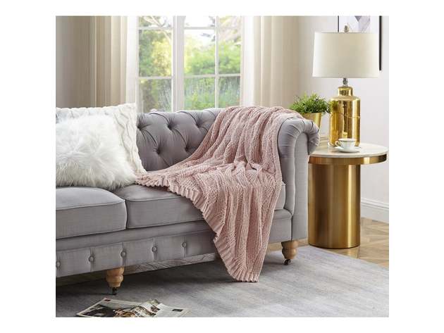 Orlando Chenille Texture Throw Blush | KSAT