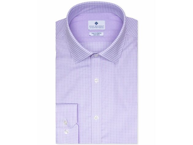 Ryan Seacrest Distinction Men's Dobby Button Up Dress Shirt Purple Size ...