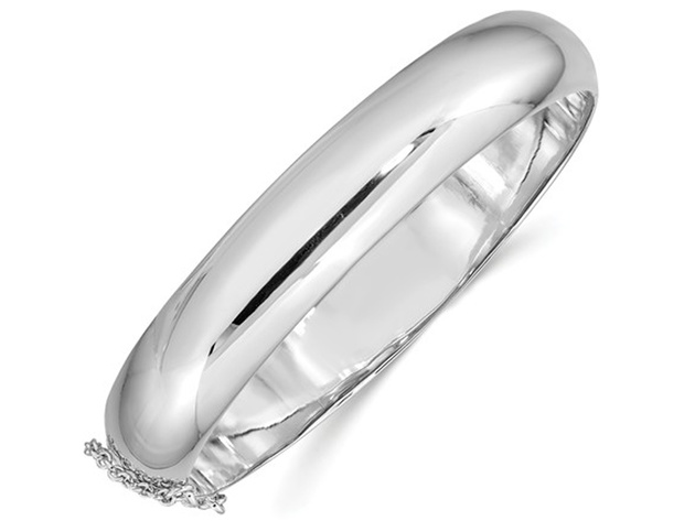Hinged Bangle in Sterling Silver (11.0mm) | StackSocial