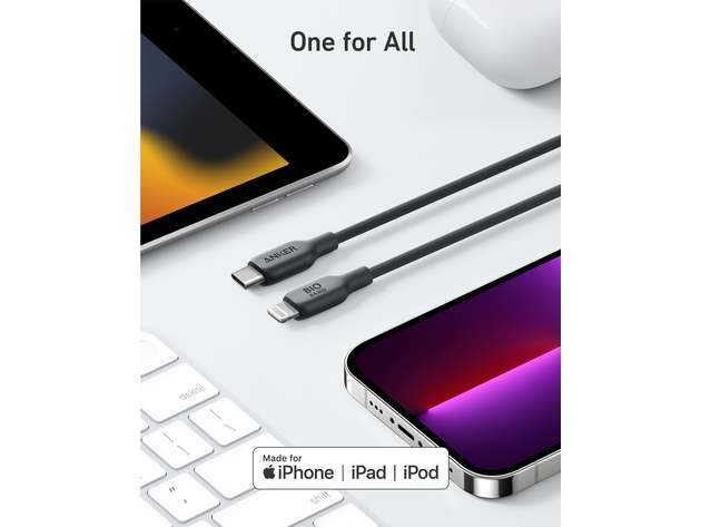 Anker 541 USB-C to Lightning Cable 6ft / Phantom Black (Bio-Based ...