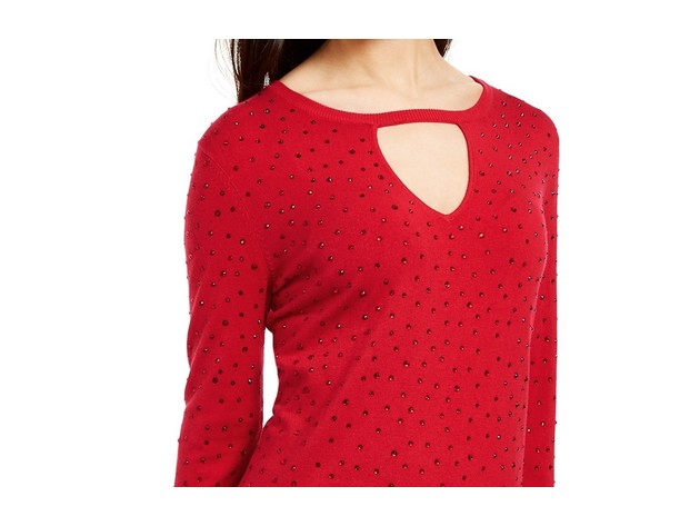 INC International Concepts Women's Embellished Keyhole Sweater Red Size ...