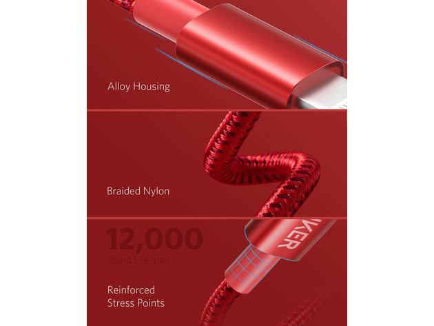 Anker 331 USB-C to Lightning Cable Red / 10ft | Kitco