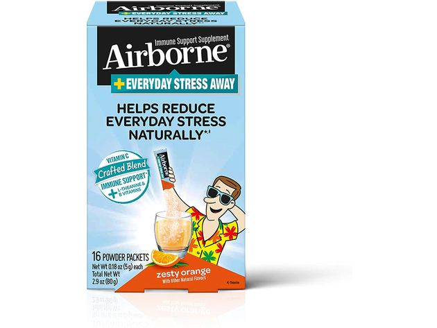Airborne Stress Away Immune Support Supplement Zesty Orange Powder ...