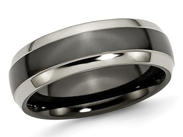 Mens Chisel 7mm Two-tone Titanium Wedding Band - 13 | StackSocial