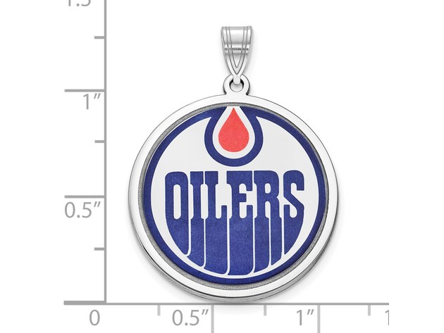 Sterling Silver NHL Edmonton Oilers Logo Picture Disc Pendant | StackSocial