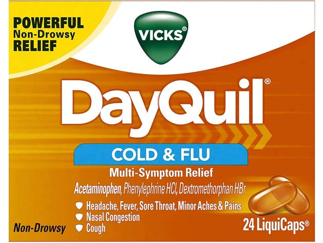 Vicks DayQuil Cold and Flu Multi-Symptom Relief LiquiCaps, A Pain ...