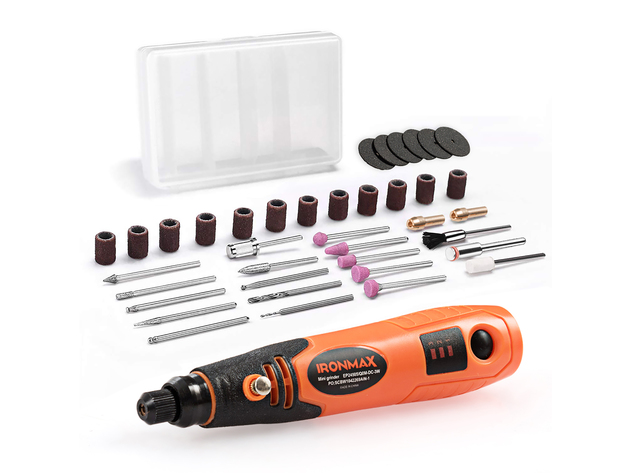 Cordless Rotary Tool Kit Lithium-Ion Battery Powered 3 Speed w /40 ...
