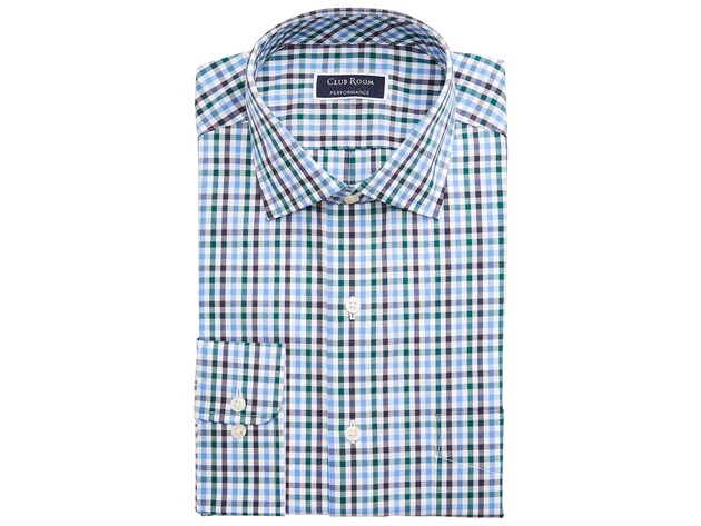 Club Room Men's Classic/Regular-Fit Stretch Wrinkle-Resistant Gingham ...