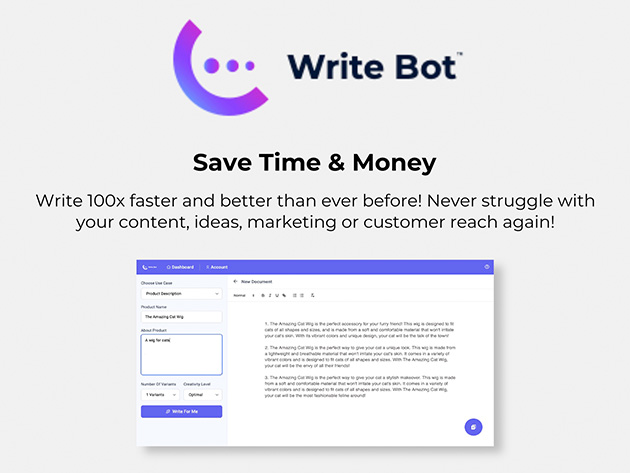 Write Bot™ Harness the Power of AI Content Creation: Lifetime Pro ...