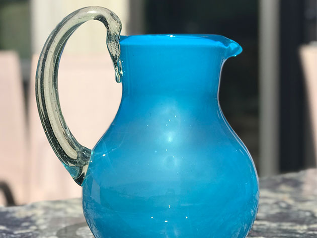 Handblown Glass Aqua Pitcher | StackSocial