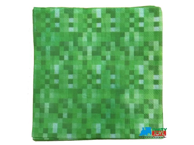 Minecraft Inspired Block Pattern Large Lunch Dinner Napkins - Green ...