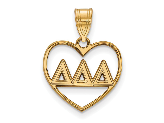 14K Plated Silver Delta Delta Delta Heart Pendant | StackSocial