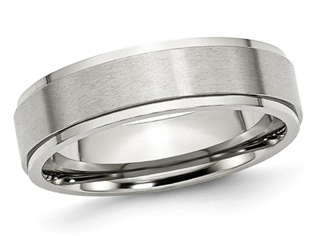 Mens Chisel 6mm Satin Stainless Steel Comfort Fit Wedding Band with ...