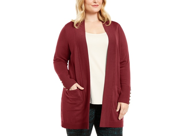 Style & Co Women's Plus Size Ruffled Sweater Red Size Extra Large | Joyus