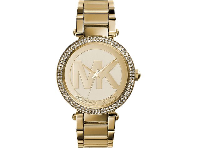 Michael Kors MK5784 Womens Stainless Steel Parker Watch, Gold Tone Logo ...