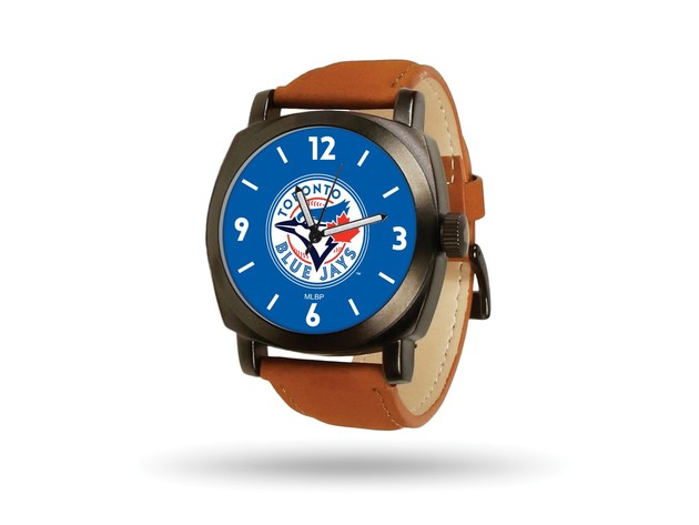 MLB Mens Toronto Blue Jays Brown Leather Knight Watch | StackSocial