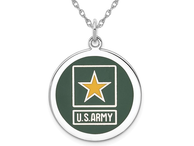 U.S. Army Pendant Necklace Disc in Sterling Silver with Chain | StackSocial