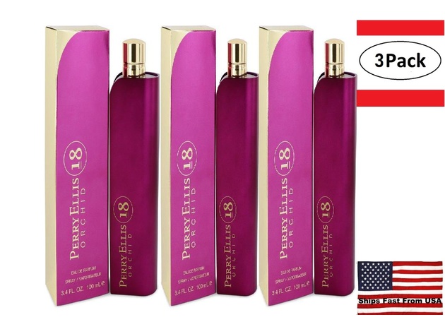 3 Pack Perry Ellis 18 Orchid by Perry Ellis Eau De Parfum Spray 3.4 oz ...