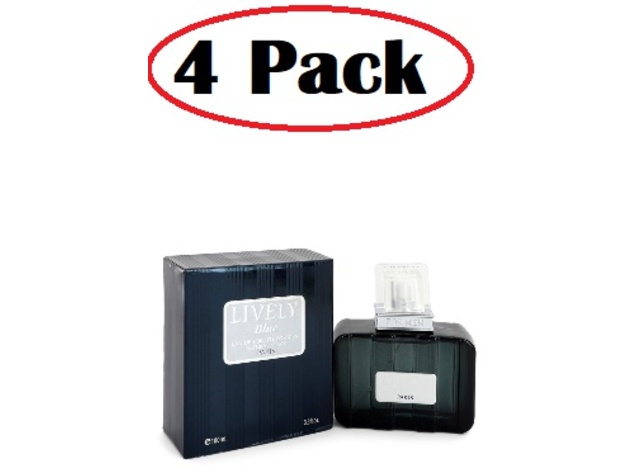4 Pack of Lively Blue by Parfums Lively Eau De Toilette Spray 3.3 oz ...