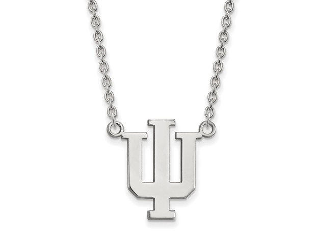 NCAA Sterling Silver Indiana U Large 'IU' Pendant Necklace | StackSocial