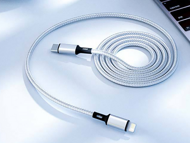Braided USB-C to Lightning Cable (Silver) | Entrepreneur