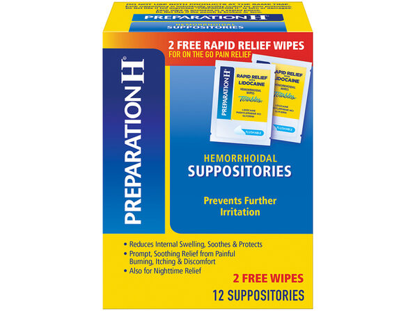 Preparation H Hemorrhoidal Symptom Treatment Suppositories, Burning ...