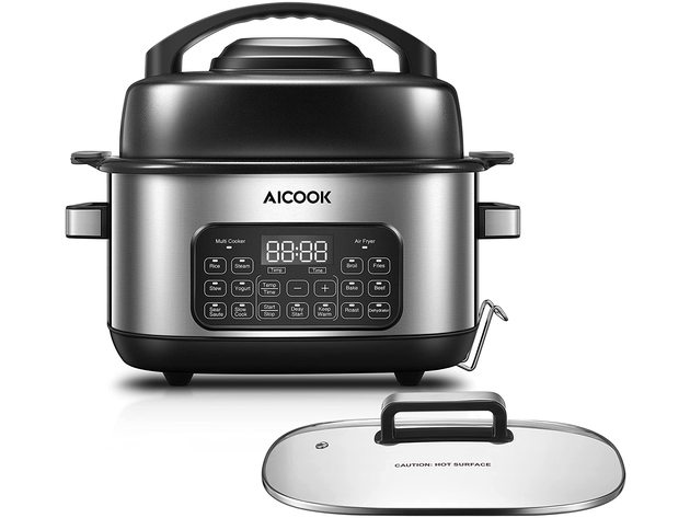 AICOOK 6.5qt Slow Cooker Air Fryer Combo, 12-in-1 Multicooker ...
