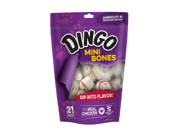 Dingo Mini Bones Rawhide for Dogs, Dog Chews Made with Real Chicken ...
