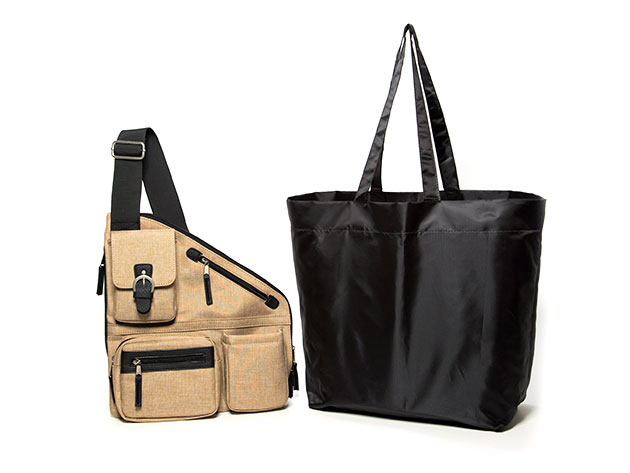 Crossbody Signature Metro Bag with Shopping Tote: 2-Piece Set (Tan ...