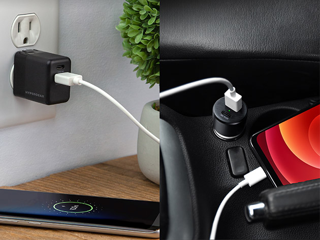 Hypergear 20W USB-C PD + 12W Wall & Car Charger Bundle (Black ...