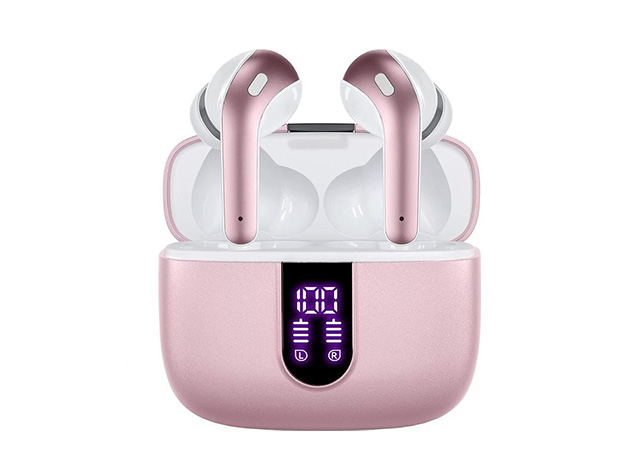 Just Jams Bluetooth Earbuds with USB Charging Case (Rose) | Gadget Hacks